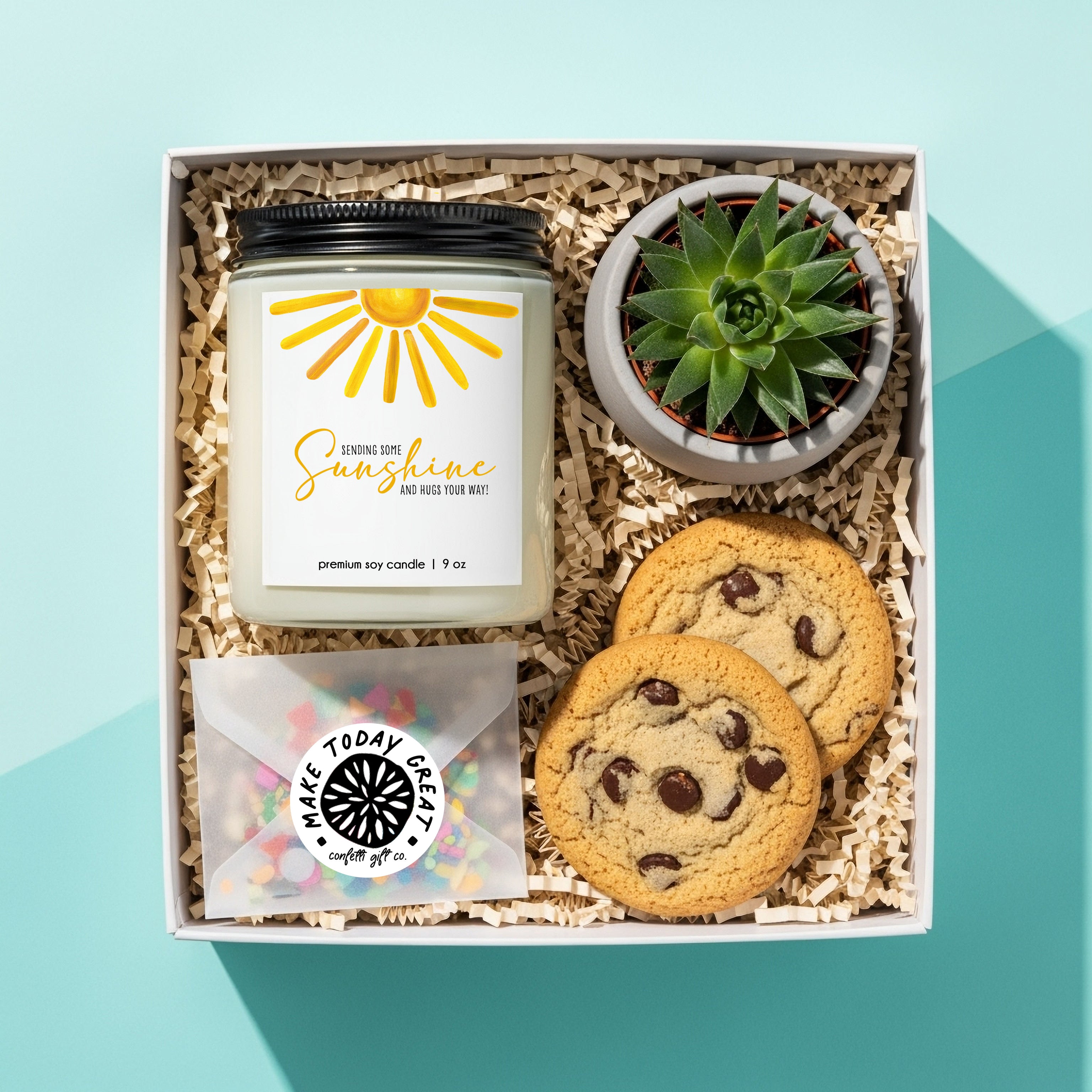 Sunshine Gift Box – Travel Mug, Candle, Tea & Matches – Confetti Gift ...